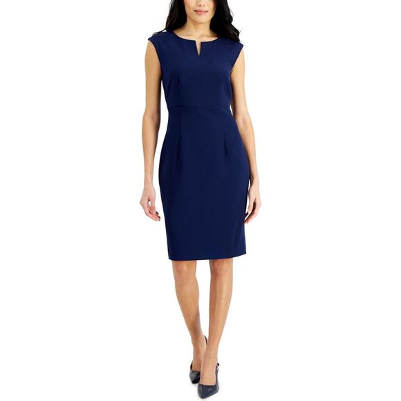 Kasper | Dresses | Kasper Womens Notched Neck Sheath Dress Blue Size 4 ...